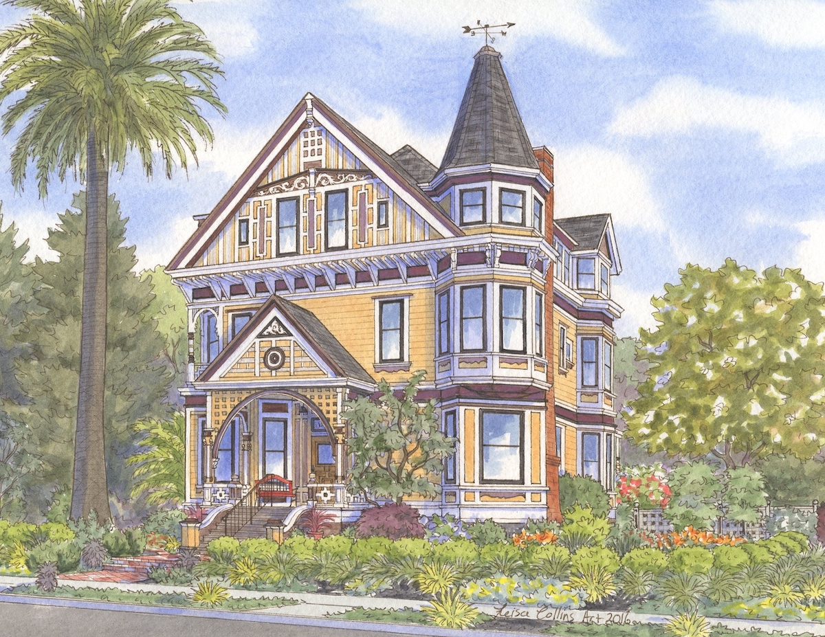 House Portraits by Artist Leisa Collins: Craftsman, Bungalow, Historic